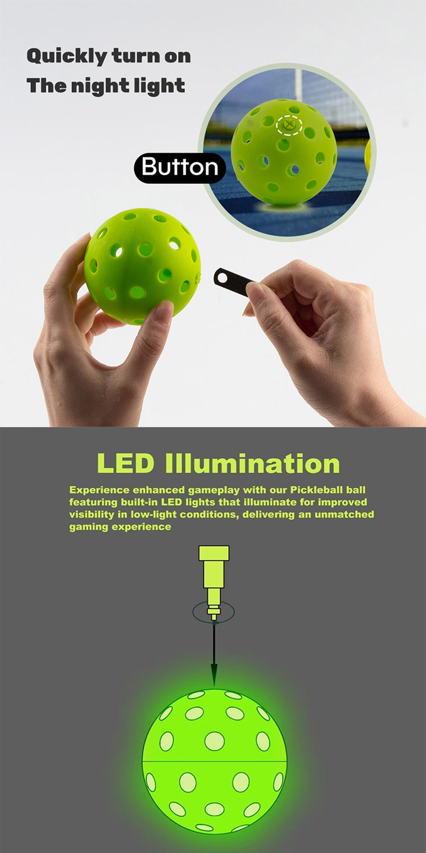 Premium LED GLow Pickleball for night play